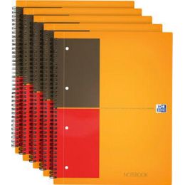 Notizbuch Oxford International, Optik Paper&reg;, DIN A4, liniert, 80g/m&sup2;, 80 Blatt, 5 St&uuml;ck
