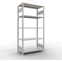 SCHULTE LAGERTECHNIK Fachbodenregal MULTIplus150, Steck-Grundregal, B 1000 x T 500 x H 2000 mm, 5 Ebenen, bis 1300 kg, lichtgrau