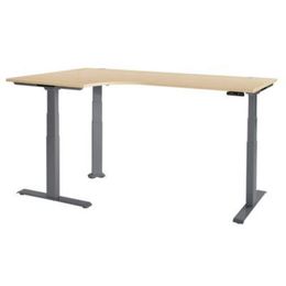 Sch&auml;fer Shop Sch&auml;fer Shop Genius Winkelschreibtisch Modena Flex, elektrisch h&ouml;henverstellbar, 90&deg; Winkel, T-Fu&szlig;, B 2000 mm, Ahorn/anthrazit