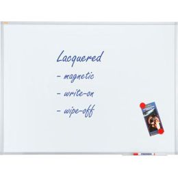 Franken Whiteboard X-tra!Line, Wandmontage im Hoch- & Querformat, Stahl wei&szlig; lackiert & Aluminiumrahmen, magnethaftend, Ablageschale, B 1500 x H 1200 mm