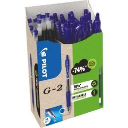 Pi.lot Gelschreiber PILOT G2-7, blau, Strichbreite 0,4 mm, dokumentenecht, nachf&uuml;llbar, 70 % Recycling-Kunststoff, 12 St&uuml;ck + 12 Minen blau