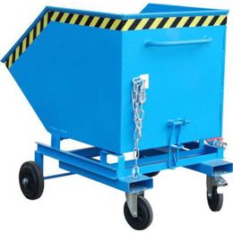 Sp&auml;ne-Kippbeh&auml;lter Bauer SKW-ET 1000, Stahl, blau, B 1395 x T 1070 x H 1220 mm, 600 l, bis 300 kg, Rollen, manuelles Kippen, mit Einfahrttaschen