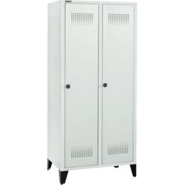 Sch&auml;fer Shop Sch&auml;fer Shop Genius Kleiderspind mit F&uuml;&szlig;en, 2 Abteile, 400 mm Abteilbreite, Sicherheitsdrehriegelverschluss, lichtgrau