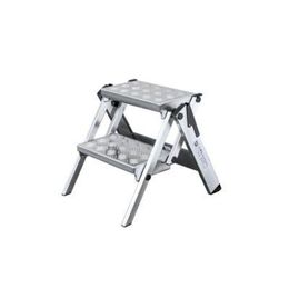 Munk Klapptritt, 2 Stufen, Aluminium, Klappmechanismus, rutschfest, max. 150 kg, Trittfl&auml;che B 360 x T 230 mm, silber