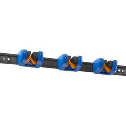 Mottez Ger&auml;tehalter XXL, Wandmontage, f&uuml;r bis zu 3 Ger&auml;te, Klemmbereich 10-40 mm, bis 30 kg, L 525 mm, Kunststoff und Stahl, blau-schwarz