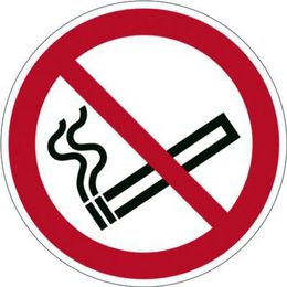 Hinweisschild Durable, rund, f&uuml;r den Innenbereich, Motiv &bdquo;Rauchen verboten&ldquo;, EN ISO 7010, selbstklebend, wei&szlig;-rot, 1 St&uuml;ck