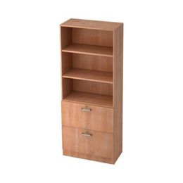 Regalschrank TARVIS, 5 OH, 2 HR-Ausz&uuml;ge, 60 kg Tragkraft, abschlie&szlig;bar, 2 Fachb&ouml;den, B 800 x T 420 x H 2004 mm, Nussb.-Dekor