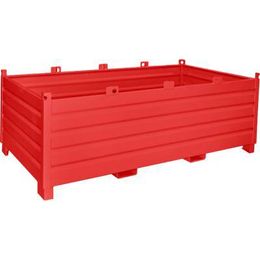 Bauer Sammelbeh&auml;lter-System SBS 2000, L 1200 x B 2400 x H 850 mm, bis zu 3-fach stapelbar, lackiert, mit Transportwagen, feuerrot RAL 3000