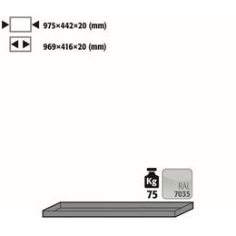Fachboden Standard f&uuml;r ASECOS Sicherheitsschr&auml;nke der UB90 und UB30 Serie, Stahlblech, lichtgrau, B 975 x T 422 x H 20 mm, bis 30 kg