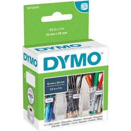 Dymo LabelWriter Mehrzweck-Etiketten, abl&ouml;sbar, 13 x 25 mm (doppelreihig), 1 x 1000 St&uuml;ck, wei&szlig;