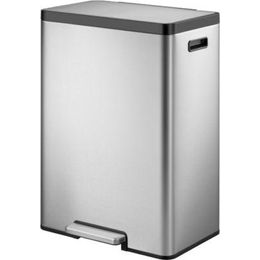 EKO Treteimer EcoCasa, Edelstahl geb&uuml;rstet, fingerabdrucksicher, 2 x 20 Liter, ged&auml;mpfte Deckel, B 450 x T 335 x H 655 mm, silber