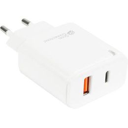 USB-Schnellladeger&auml;t Good Connections, 2er-Port mit 1 x USB-A + 1 x USB-C, Leistung 20 W, wei&szlig;
