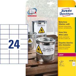 Avery Zweckform Folien-Etiketten, wetterfest, f&uuml;r Innen- und Au&szlig;enbereich, 70 x 37 mm