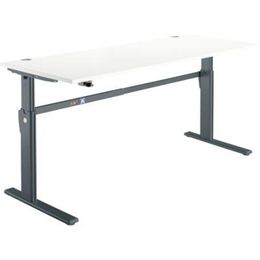 Schreibtisch Standard, elektrisch h&ouml;henverstellbar, Rechteck, C-Fu&szlig;, B 1800 x T 800 x H 725-1185 mm, wei&szlig;/anthrazit