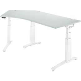 Sch&auml;fer Shop Sch&auml;fer Shop Genius Schreibtisch ERGOSTYLE S, 135&deg;, elektrisch h&ouml;henverstellbar, Ansatz links, zweistufig, C-Fu&szlig;, B 2165 x T 800 x H 645-1305 mm, inkl. Memory Master, lichtgrau/wei&szlig;