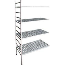 Aluminium-Steckregal, Anbaufeld, mit 4 Kunststoff-Rost-Fachb&ouml;den, H 1950 x B 800 x T 600 mm