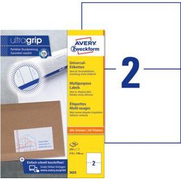 Avery Zweckform Universal Etiketten 3655, ultragrip, A4, matt, 200 Etiketten