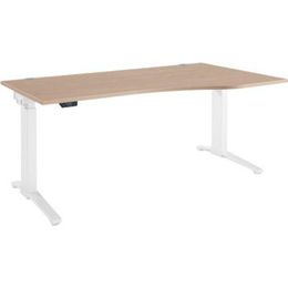 Sch&auml;fer Shop Sch&auml;fer Shop Genius Schreibtisch ERGOSTYLE S, elektrisch h&ouml;henverstellbar, einstufig, Ansatz rechts, C-Fu&szlig;, B 1800 x T 800/1000 x H 715-1182 mm, inkl. Memory Master, Eiche/wei&szlig;