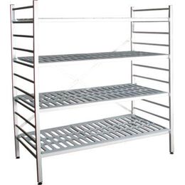 Aluminium-Steckregal, Grundfeld, mit 4 Kunststoff-Rost-Fachb&ouml;den, H 1800 x B 1200 x T 500 mm