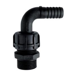 Schlauchanschlussst&uuml;ck f&uuml;r CEMO CUBE AdBlue&reg;-Tankanlagen, um 90&deg; gebogen, 1&Prime; AG, Kunststoff, schwarz