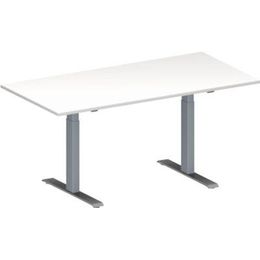 Sch&auml;fer Shop Sch&auml;fer Shop Genius Konferenztisch MODENA FLEX, Rechteck, T-Fu&szlig; Rechteckrohr, B 1600 x T 800 x H 650-850 mm, wei&szlig;/wei&szlig;aluminium RAL 9006