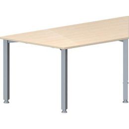 Sch&auml;fer Shop Sch&auml;fer Shop Genius Konferenztisch MODENA FLEX, Trapez, 4-Fu&szlig; Quadratrohr, B 1600 x T 800 x H 720-840 mm, Ahorn/wei&szlig;aluminium RAL 9006
