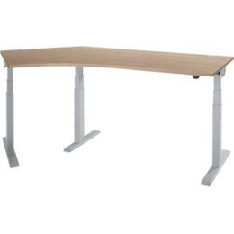 Sch&auml;fer Shop Sch&auml;fer Shop Select Winkelschreibtisch ERGO-T 2.0, elektrisch h&ouml;henverstellbar, 135&deg; Winkel links, T-Fu&szlig;, B 2185 mm, Eiche/wei&szlig;alu