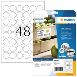 Herma Power-Etiketten Nr. 10915, rund, &Oslash; 30 mm, selbstklebend, extrem stark haftend, Papier, matt, 1200 St&uuml;ck