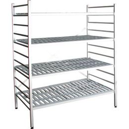 Aluminium-Steckregal, Grundfeld, mit 4 Kunststoff-Rost-Fachb&ouml;den, H 1950 x B 1500 x T 600 mm