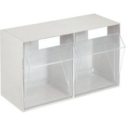 Kleinteilemagazin MultiStore, Reihengr&ouml;&szlig;e 2, B 600 x T 246 x H 353 mm, Volumen 28 l, stapelbar, Polystyrol, wei&szlig;/transp.