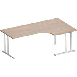 Sch&auml;fer Shop Sch&auml;fer Shop Select Winkelschreibtisch COMBITEC, 90&deg; Winkel rechts, C-Fu&szlig;, B 2000 x T 1200/800 x H 677-817 mm, Eiche/wei&szlig;alu