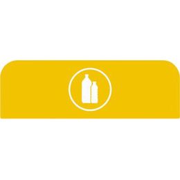 Hinweistafel f&uuml;r konfigurierbare Recyclingstation von Rubbermaid, f&uuml;r 57 Liter Beh&auml;ltereinheit, B 367 x H 203 x T 20 mm, Kunststoff, gelb