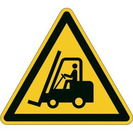 Hinweisschild Durable, dreieckig, f&uuml;r den Innenbereich, Motiv &bdquo;Warnung vor Flurf&ouml;rderzeugen&ldquo;, EN ISO 7010, selbstklebend, schwarz-gelb, 1 St&uuml;ck