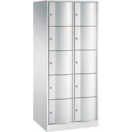 C+P Schlie&szlig;fachschrank Resisto, 2 Abteile, 10 F&auml;cher, B 772 x T 640 x H 1950 mm, Lichtgrau/Lichtgrau