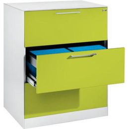 H&auml;ngeregistraturschrank ASISTO C 3000, 3 Schubladen, 2-bahnig, B 800 mm, wei&szlig;/viridingr&uuml;n