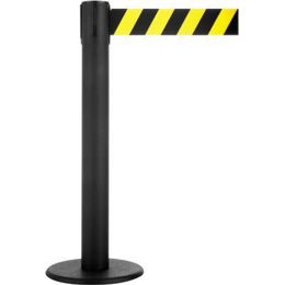 RS-GUIDESYSTEMS Gurtpfosten GLA 86, Metall, H&ouml;he 1000 mm, Gurtbandma&szlig; L 7000 x B 100 mm, gelb/schwarz schraffiert
