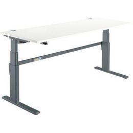 Schreibtisch Komfort, elektrisch h&ouml;henverstellbar, Rechteck, C-Fu&szlig;, B 1800 x T 800 x H 655-1305 mm, wei&szlig;/anthrazit