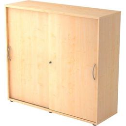 Schiebet&uuml;renschrank TARA, 3 Ordnerh&ouml;hen, B 1200 x T 400 x H 1180 mm, abschlie&szlig;- & stapelbar, Ahorn-Dekor