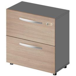 Sch&auml;fer Shop Sch&auml;fer Shop Select H&auml;ngeregisterschrank LOGIN, 2 Sch&uuml;be, abschlie&szlig;bar, B 800 x T 420 x H 788 mm, graphit/Eiche