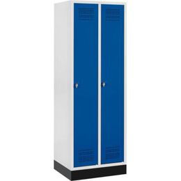 Sch&auml;fer Shop Sch&auml;fer Shop Genius Kleiderspind mit Sockel, 2 Abteile, Sicherheitsdrehriegelverschluss, lichtgrau/enzianblau