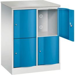 C+P Schlie&szlig;fachschrank Resisto, 2 Abteile, 4 F&auml;cher, B 772 x T 540 x H 1077 mm, Lichtgrau/Lichtblau