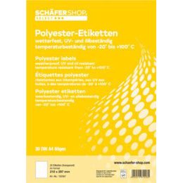 Sch&auml;fer Shop Sch&auml;fer Shop Select Wetterfeste Etiketten, 210 x 297 mm, transp. matt, 20 Blatt
