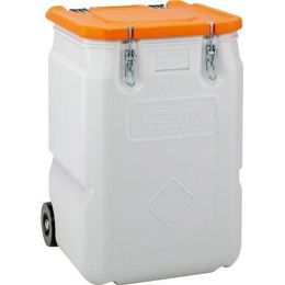 Mobil-Box CEMO, Volumen 250 l, f&uuml;r feste Gefahrstoffg&uuml;ter Verpackungsgruppe II und III, konform mit ADR/RID/IMDG Code, Klappdeckel, PE, grau/orange
