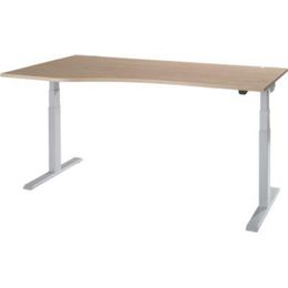 Sch&auml;fer Shop Sch&auml;fer Shop Select Schreibtisch ERGO-T 2.0, elektrisch h&ouml;henverstellbar, Freiform Ansatz links, T-Fu&szlig;, B 1800 x H 640-1300 mm, Eiche/wei&szlig;alu