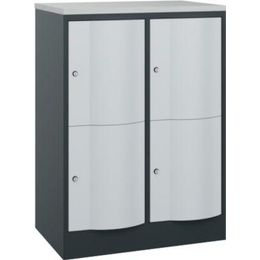 C+P Schlie&szlig;fachschrank Resisto, 2 Abteile, 4 F&auml;cher, B 772 x T 540 x H 1077 mm, Anthrazitgrau/Lichtgrau