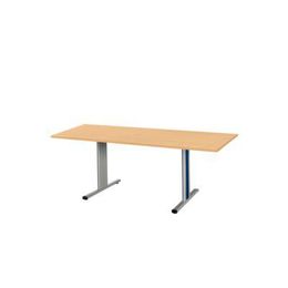 Schäfer Shop Schäfer Shop Pure Besprechungstisch Planova Basic, Rechteck, T-Fuß, B 1800 x T 800 x H 717 mm, Buche/weißaluminium RAL 9006