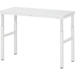 Rau ESD-Basistisch Serie E, manuell h&ouml;henverstellbar, 28 mm Spanplatte mit Melaminbelag, bis 450 kg, B 1000 x T 500 x H 650-1000 mm, lichtgRau