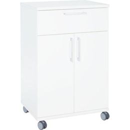 Mobiler Catering-Schrank mit Fl&uuml;gelt&uuml;ren, B 650 x T 480 x H 1000 mm, wei&szlig;