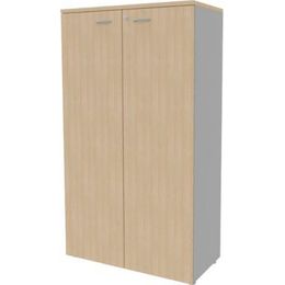 Schrank ARLON OFFICE, 4 Ordnerh&ouml;hen, abschlie&szlig;bar, B 900 x T 450 x H 1600 mm, Eiche-Dekor/alu