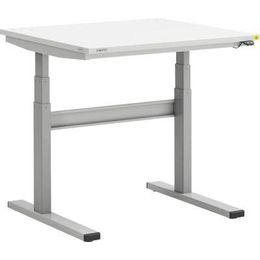 treston TED Arbeitstisch M750 ESD, B 900 x T 800 mm, elektrisch h&ouml;henverstellbar, T-Fu&szlig;, hellgrau RAL 7025